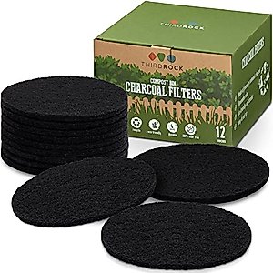 Third Rock Charcoal Filter Replacements for Kitchen Compost Bin - 12 Pack - 5.1 inches in Diameter | Designed to Fit 1 Gallon Third Rock Compost Bin | Premium Extra Thick Filters | 3 Years Supply