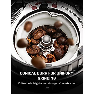 TWOMEOW Conical Burr Coffee Grinder Electric, Anti-static Coffee Bean Grinder with 24 Grind Settings for Espresso/Drip/Pour Over/Cold Brew/French Press Coffee Maker,Stainless Steel