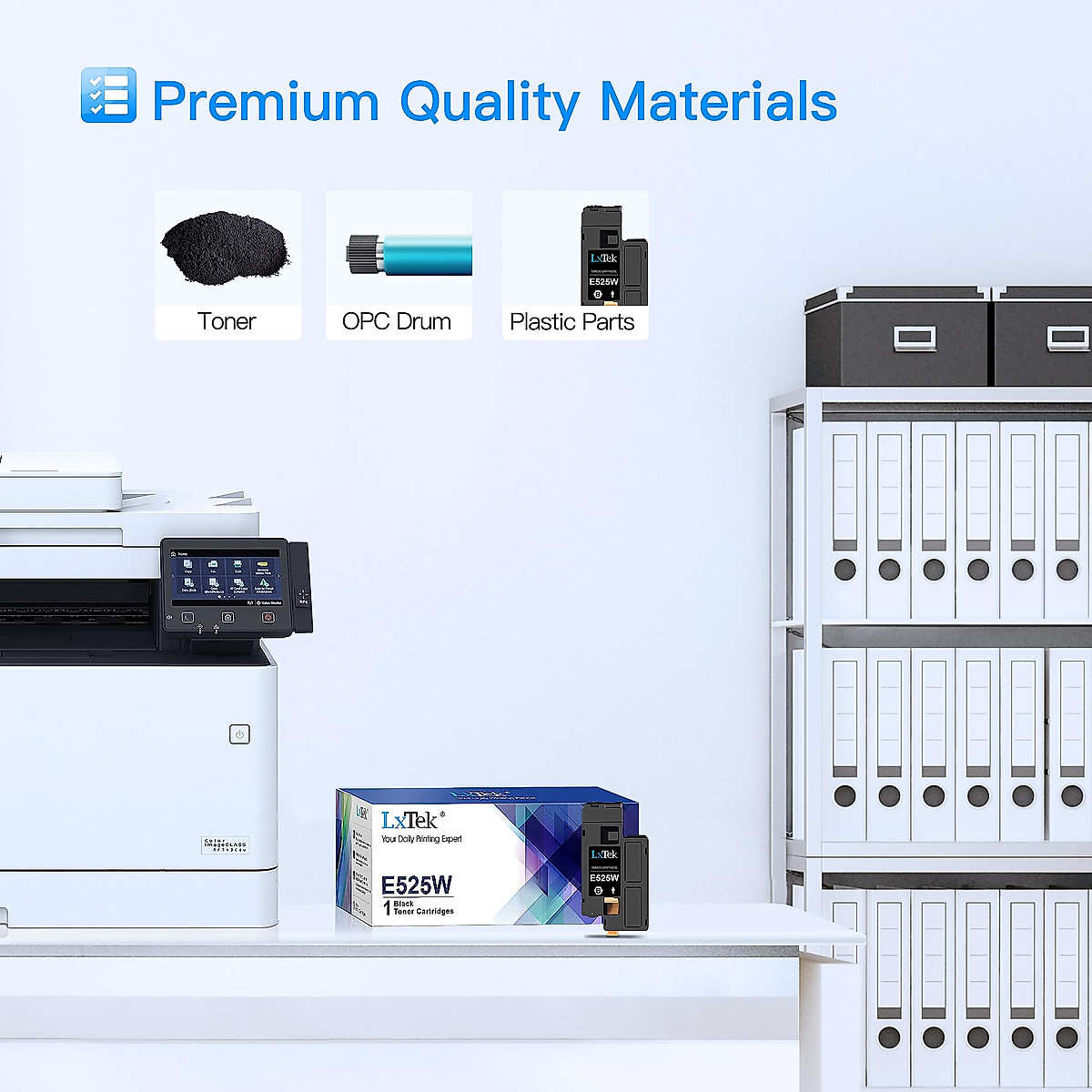 LxTek Compatible Toner Cartridge Replacement for Dell E525W E525DW E525 525 to use with E525W Color Laser Printer (1 Black, High Yield)