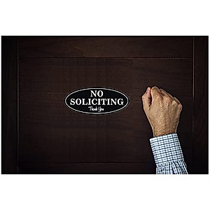 No-Soliciting Sign for House Signs for Home - Premium No Soliciting Thank You Sign for House, Durable UV and Weather Resistant 2.8" x 7", Black with White Letters (1)