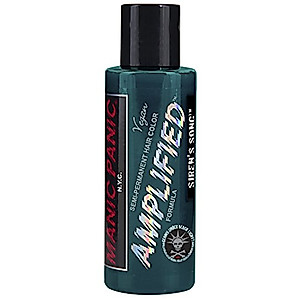MANIC PANIC Siren’s Song Hair Color - Amplified - Semi Permanent Hair Dye - Neon Blue Green Color - Glows in Blacklight - Vegan, PPD & Ammonia Free - For Coloring Hair on Women & Men