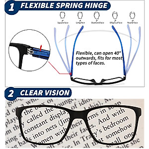 JJWELL 3 Pack Reading Glasses for Men Blue Light Blocking with Spring Hinge, Anti Eyestrain/Dryness/UV Large Wide Square Readers for Men, Two Tone Computer Reader Glasses Eyeglass(1.75 Strength)