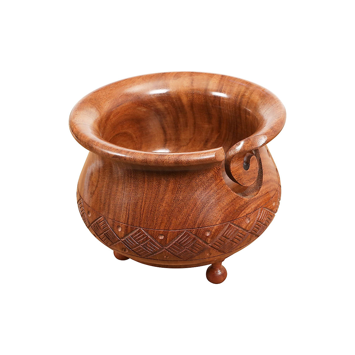 Winlay Wooden Yarn Bowl Empty Yarn Storage Organizer Bowl with Holes to Let Yarn Through, DIY Hand Craft Knitting Crochet Yarn Balls Storage Holder