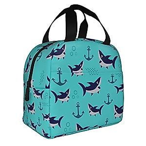 Ocean Lunch Bag Women Small Cooler Bags Insulated Lunch Box for Teen Girls Mens Lunchbox for Work Cooler Tote Bag Waterproof Leak Proof for School Pinic Shark
