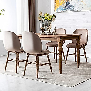 DUOMAY Velvet Dining Room Chair, Modern Farmhouse Side Chair Makeup Vanity Chair with Back for Kitchen Dining Room Living Room, Wood Base, Grey