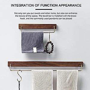 Wall-Mounted Towel Rack, Towel Bar Punch-Free Bathroom Shelf Solid Wood Retro Towel Bar, for Bathroom Bedroom