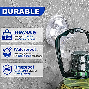 Artressel Suction Cup Hooks - 5 Pack Large Water-Resistant Shower Hooks, Heavy Duty Reusable Wreath Hanger Suction Hooks for Glass Window, Door, Bathroom, Kitchen, Hold Up to 13 Lbs