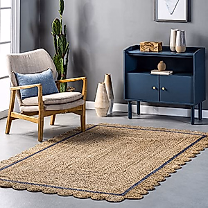 nuLOOM Tera Petals Braided Jute Area Rug, 4x6, Blue