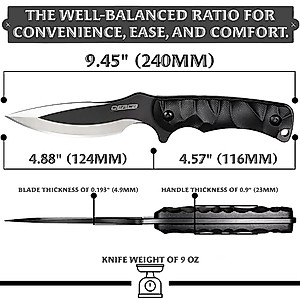 OERLA TAC OLL-005 Outdoor Knife Fixed Blade Camping Hunting Survival Field Knife 420HC Full Tang Steel Blade with Kydex Sheath and EDC Tactical Belt Clip