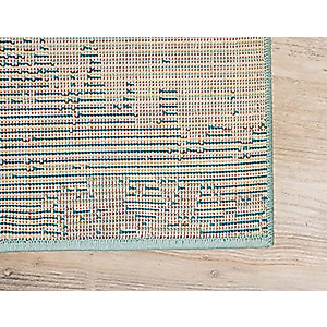 Unique Loom Positano Collection Coastal Modern Fish Light Blue Runner Rug (3' x 10')