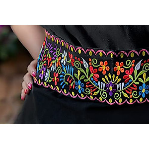 Cuitáxi Traditional Embroidered Mexican belt for women adjustable - Cinturones de mujer bordados hecho en mexico - mexican belt sash - women's belt embroidered