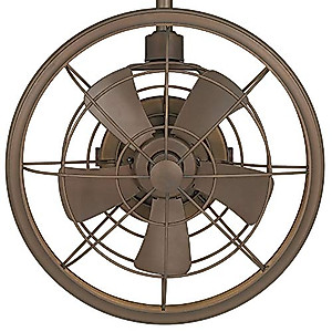 Casa Vieja 18" Big Sky Modern Industrial Indoor Outdoor Ceiling Fan Oil Rubbed Bronze Brown Cage Head Adjustable Damp Rated for Patio Exterior House Home Porch Gazebo Garage Barn