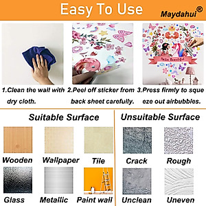 Maydahui 2 Sheets Gerbera Daisy Flowers Wall Decal 3D Floral Butterfly Wall Stickers (30*37 Inch) Peel & Stick Removable Modern Art Mural Decor for Kitchen Kids Bedroom Living Room(