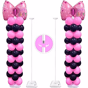YALLOVE Heavy Duty Metal Balloon Stand Set of 2 with Threaded Rod Design, Height Adjustable from 1.3 to 10.5 Ft, Free Combination of Balloon Centerpiece for Table and Balloon Column Stand for Floor
