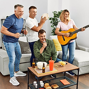 CoColemon Metal Serving Tray - 13.8"x10" Gold with Handles, Acrylic Bottom Decorative Tray for Ottoman,Coffee Table,Living Room and Bathroom