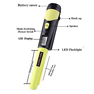 Metal Detector Pinpointer Waterproof,LCD Display with High Sensitivity,360° Scanning,Sound/Vibration Indication（Three Mode） Holster/Hanging Wire
