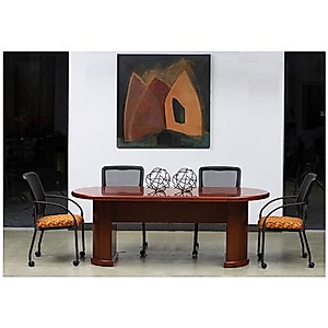 Saranya 18 Shop New Cherry Finish 8 FT Traditional Executive Rectangle Shaped Real Wood Conference Table Legs Racetrack Boardroom Meeting Room Office Table Desk Furniture 96" L x 42" W x 30" H of Set