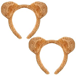 2 Pcs Bear Ears Headband Brown Bear Hair Hoops Animal Headpiece Hairband Hair Bands Women Halloween Parade Cosplay Christmas Festival Carnival Masquerade Dress Up Wedding Birthday Party Accessories
