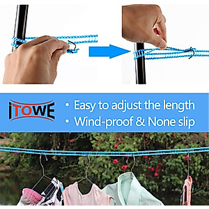 2 Pack Clotheslines Windproof Clothesline Portable Clothes Line for Travel Camping Outdoor Indoor Drying Lightweight Sturdy Adjustable (5m+5m)