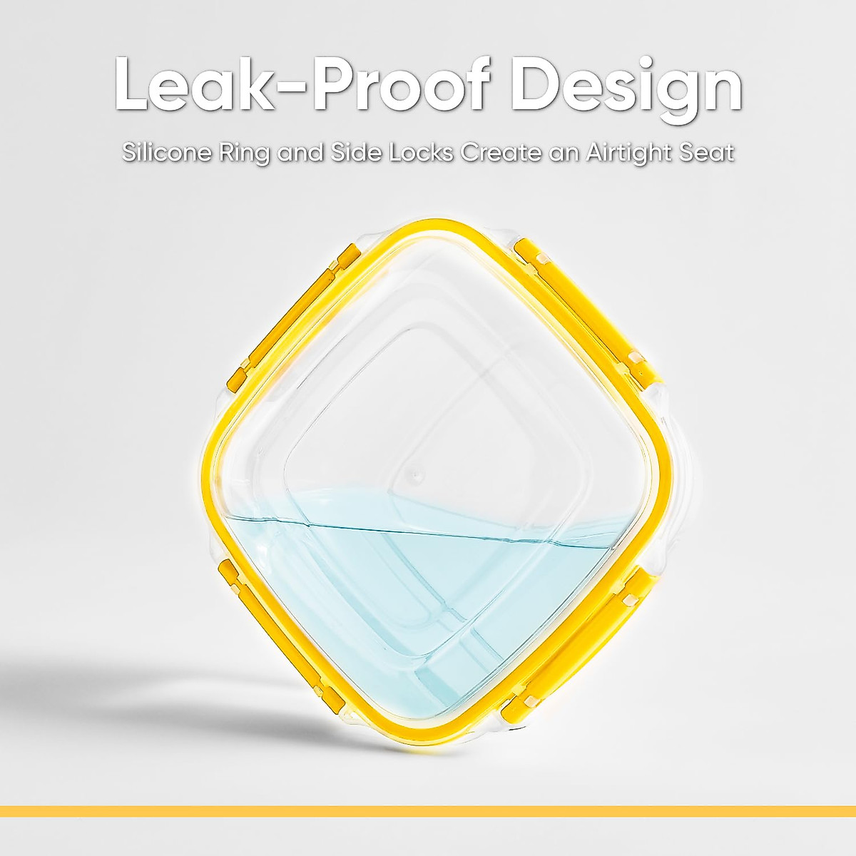 Superio Plastic Food Storage Container with Airtight Lid- 16 Oz, BPA Free, Leakproof, Stackable, Microwave, Dishwasher and Freezer Safe, Yellow