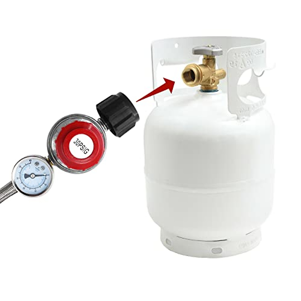 MENSI 0-30PSI High Pressure Adjustable Propane Regulator with Braided Hose 60inches