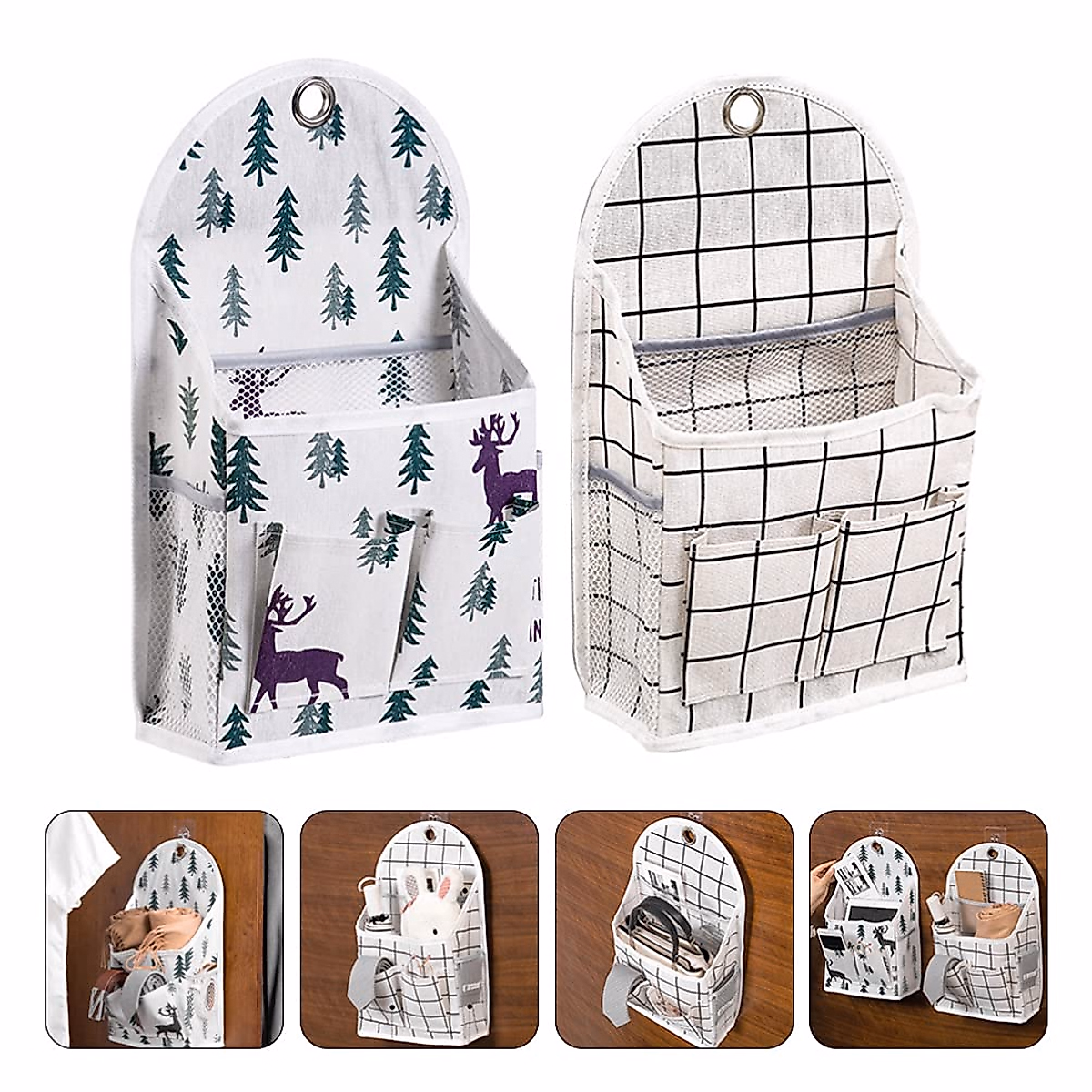 2pcs Storage Bag White Cotton Linen Student Make up Shoe Rack