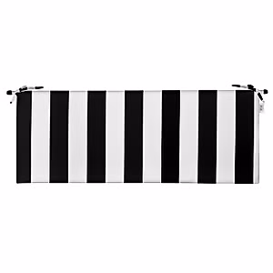 RSH Décor Indoor Outdoor 2" Foam Bench Cushion with Ties, (36" x 14" x 2") Choose Color (Black & White Stripe)