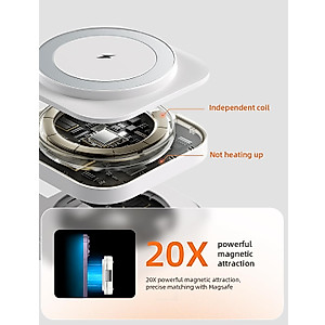 LISEN 3 in 1 Charging Station for Apple Devices Magsafe Wireless Charger Pad for iPhone, Travel Wireless Charging Station for Multiple Devices Fits iPhone 15 Pro Max Magsafe Charger Airpods I Watch