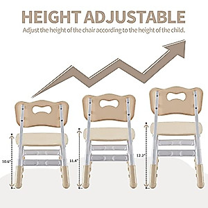 DOREROOM 3 Level Height Adjustable Kids Chair, Durable Chair for Kids Indoor or Outdoor Use for Ages 2-6, Toddler Table Chair for Boys and Girls for Daycare, Classroom, Home, Burlywood