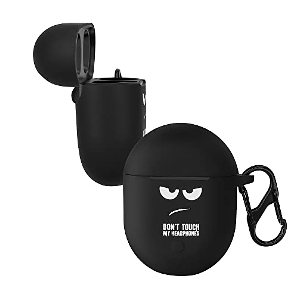 kwmobile Silicone Case Compatible with Xiaomi Redmi Airdots 3 Pro/Buds 3 Pro - Case Soft Cover - Don't Touch My Headphones White/Black/Black