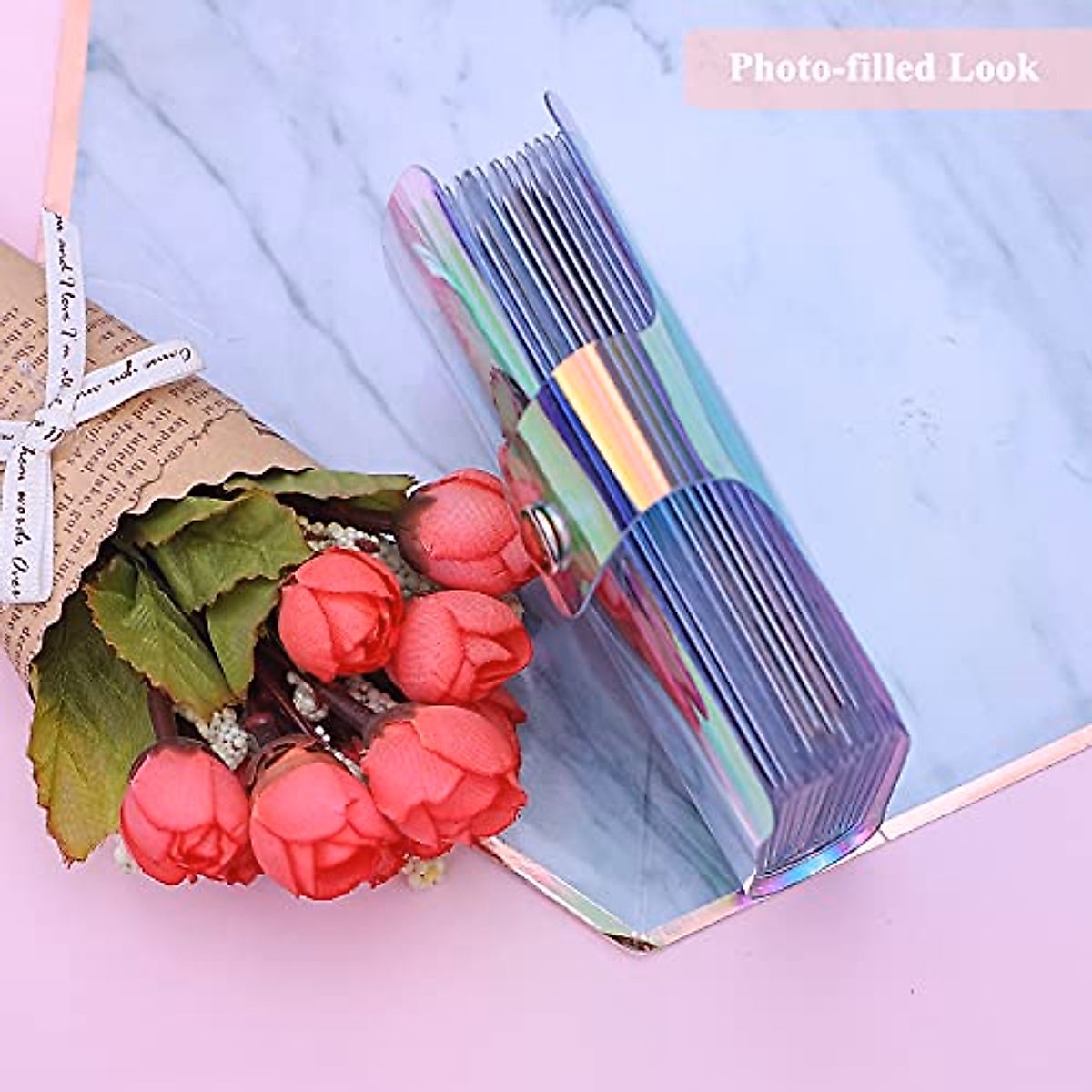 Ndsox 2x3 One-Handed Mini Photo Album 36 Pockets Portable Kpop Photo Card Holder Compatible with Fujifilm Instax Mini Cameras/Polaroid Snap Touch/SocialMatic Instant Cameras, Rainbow