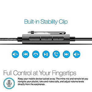 Naztech X1 ANC Active Noise Cancel Earphones In-Ear Comfort & Mic + Travel Case & Airline Adapter Compatible For iPhone, Samsung +More - Black [14509]