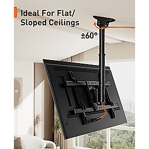 Perlegear Ceiling TV Mount, Hanging TV Mount for 37-75 inch Flat or Curved TVs up to 99 lbs, Full Motion TV Bracket with Swivel, Tilt, Max VESA 600x400mm, PGLCM1