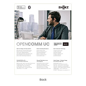 Shokz (AfterShokz)OpenComm UC Bone Conduction Bluetooth Stereo Computer Headset with Loop100 USB-A Adapter-Wireless PC Headphones Noise-Canceling Boom Microphone for Home Office Use,with Bookmark