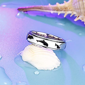 LEXLUNE Animal Ring Dolphin Fidget Ring Spinner Ring for Anxiety Women Men Daughter Real S925 Sterling Silver Band Ring