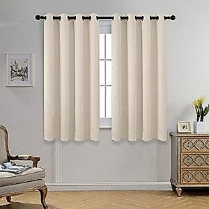 MIUCO Room Darkening Grommet Blackout Window Curtains for Living Room Curtains Panels Set of 2 52x63 Inch Begie, 2 Tie Backs Included