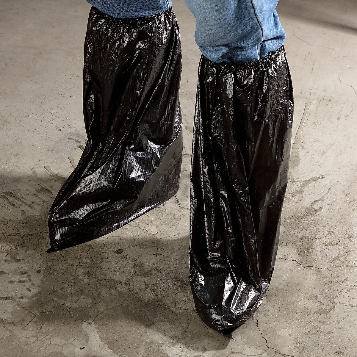 Disposable Shoe Covers Disposable Non Slip Plastic Boot Covers Long Waterproof Shoes Covers Safety Boot Shoe Covers 21.6 Inch Tall Shoe Coverings for Men Women Rainy Day Use (Black, 180 Pieces)