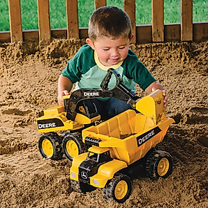 John Deere Big Scoop Dump Truck Toy with Tilting Dump Bed - 15 Inch - Sandbox Toys for Outside- Kids Outdoor Toys - Ages 3 Years and Up
