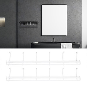 Okuyonic Wall Mounted Coat Rack, 304 Stainless Steel Simple Easy Installation Decorative 2pcs Rust Proof Coat Rack for Bedroom for Bathroom (6 Hooks 2 White)