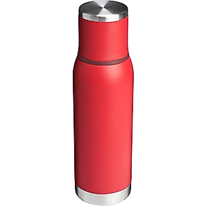 Stanley Adventure-To-Go Vacuum Bottle 25 oz | Wide Mouth with Leakproof Cup Lid | Keep Drinks Hot or Cold | Packable for Travel | Insulated Stainless Steel Thermos | BPA-Free | Chili Red