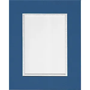 16x20 Royal Blue and Silver Double Picture Mat, Bevel Cut for 11x14 Picture or Photo
