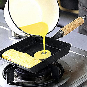 JKLove Cast Iron Skillet Nonstick Tamagoyaki Pan Grill Pan Japanese Omelette Egg Pan Pancake Pan Square Frying Pan Non-stick Coating Cast Iron Skillet Rectangle Small Grill Tamagoyaki Pan