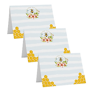 Bee Table Place Cards, Blank Buffet Signs for Baby Shower, Wedding Seating Cards, Bridal Shower Banquet, Bumblebee Folded Favor Tags, 25 Pack