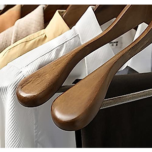 HOUÍSM 8Pack Wooden Coat Hangers Extra Wide Shoulder Wooden Suit Hangers with Non Slip Pants Bar, High-Grade Selected Lotus Wood Hangers for Business Outfit, Formal Dress, Heavy Jackets