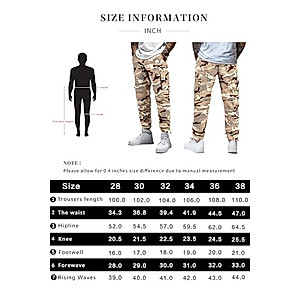 GINGTTO Men's Convertible Outdoor Hiking Pants Slim Fit Tactical Pants for Men Stretch Joggers Golf Travel Pants Camo Khaki 38