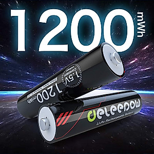 Deleepow Rechargeable AAA Batteries 1.5V Lithium 1200mWh, Lithium AAA Rechargeable Batteries 4-Pack 1.5V 1500 Cycle (Only Battery)