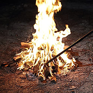 Outdoor Fire Poker for Fire Pit, 46 inch Camping Fire Poker for Fire Pit Outside, Heavy Duty Outdoor Indoor Fire Stoker, Firepit Tools Accessories for Party Campfire Black