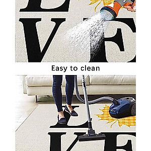 Outdoor Area Rug for Patio,Thanksgiving Orange Fall Maple Leaf Plaid Camping Rugs Indoor Large Floor Mat 4x6ft,Farm Love Quote Line Outside Carpet for Deck RV Picnic Porch Backyard Bedroom