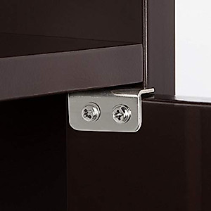 Topeakmart Home Bathroom Shelf Space-Saving Over The Toilet Storage Cabinet with Adjustable Shelf and Glass Door, Espresso