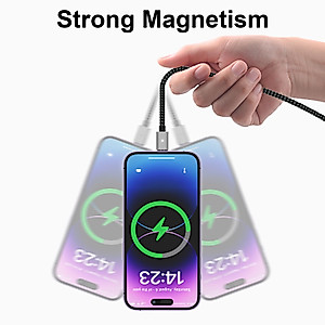 100W Magnetic Fast Charging Cable, USB C to USB C Cable(2 Pack,5/6.6FT), 480Mbps Data Transfer, for MacBook Pro/Air, iPhone 16 15 Pro Max, iPad, Galaxy S22 Ultra, Pixel